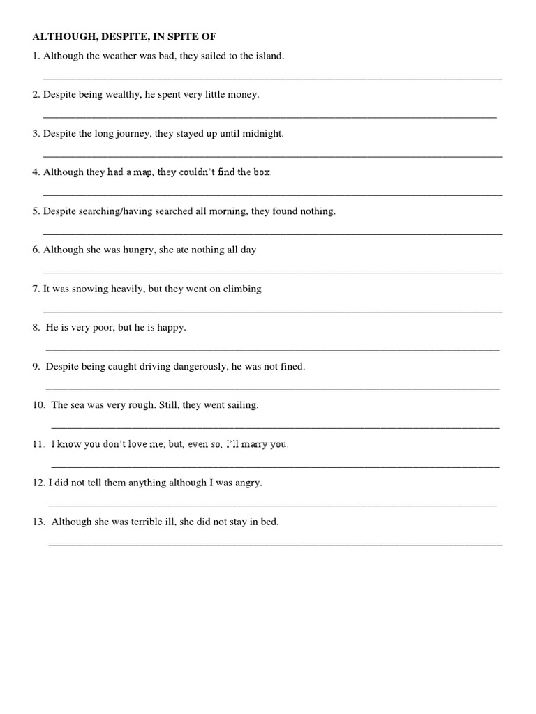 Rephrasing "Although" and "Despite" | PDF