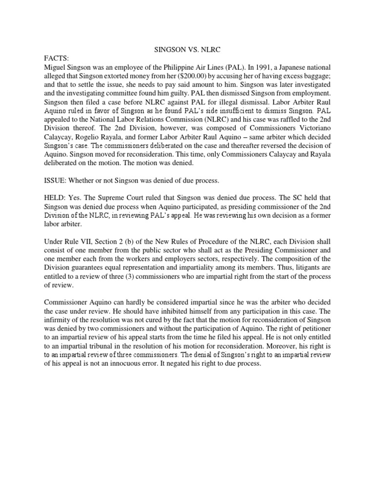 Case 49 Singson Vs NLRC | PDF | Arbitration | Lawsuit