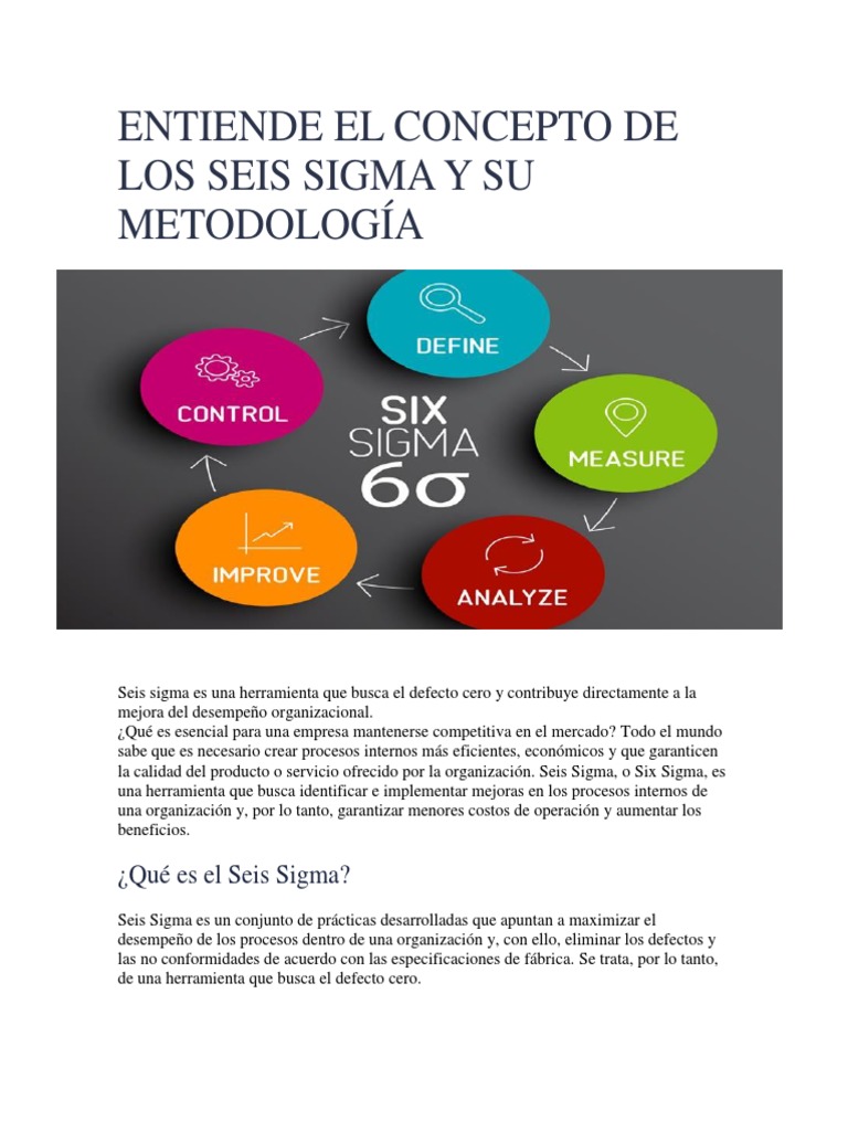 Entiende El Concepto de Los Seis Sigma y Su Metodología | PDF | Six ...