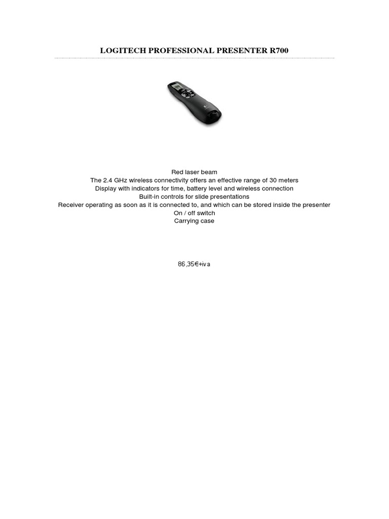 Logitech R700 Wireless Presenter Features | PDF | Information And ...
