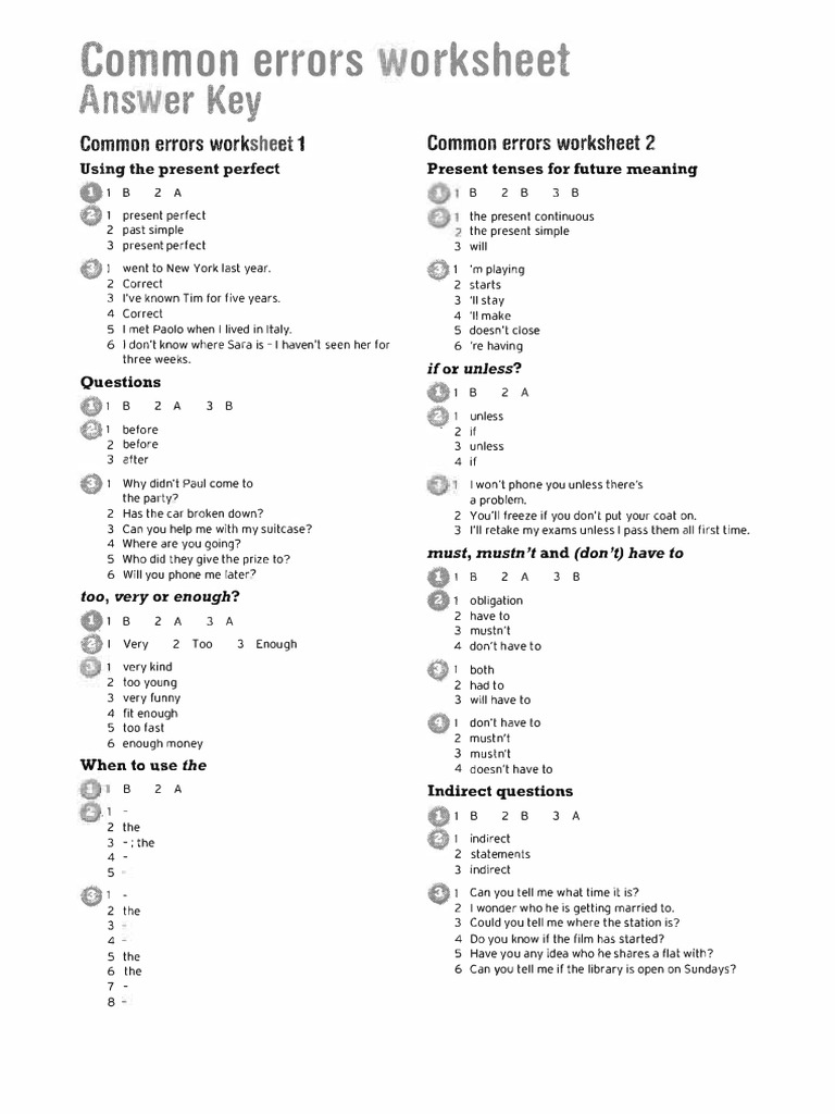 Comon Errors Worksheets | PDF | Adverb | Adjective