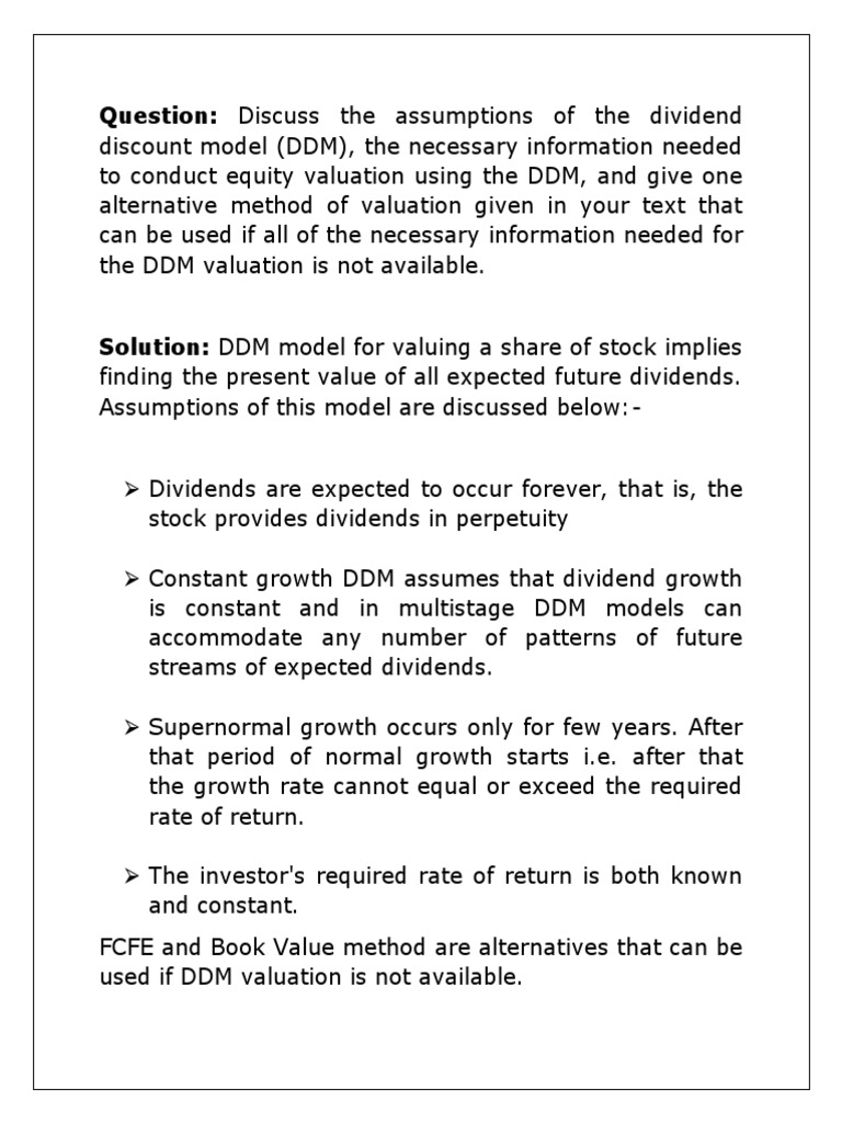 DDM Method Assumptions | PDF