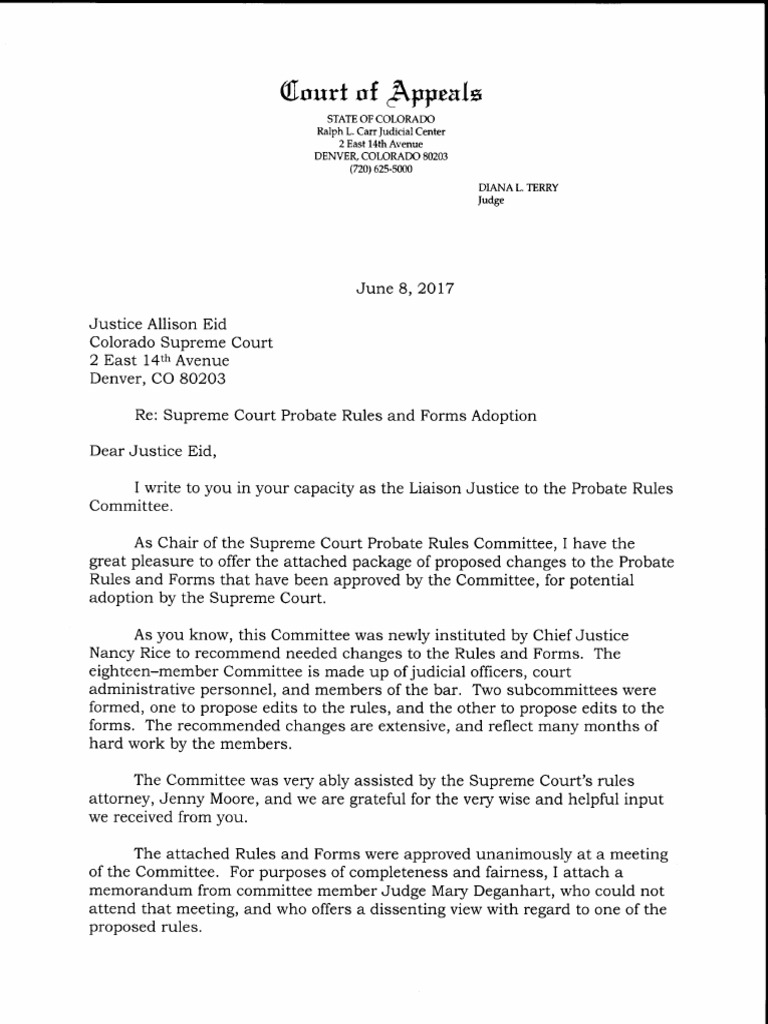 J. Terry's Transmittal Letter To Supreme Court. | PDF