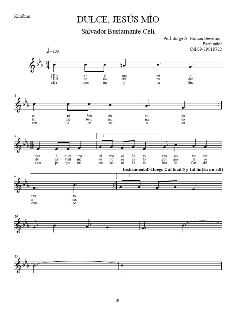 Dulce Jesus Mio - Xilófono | PDF