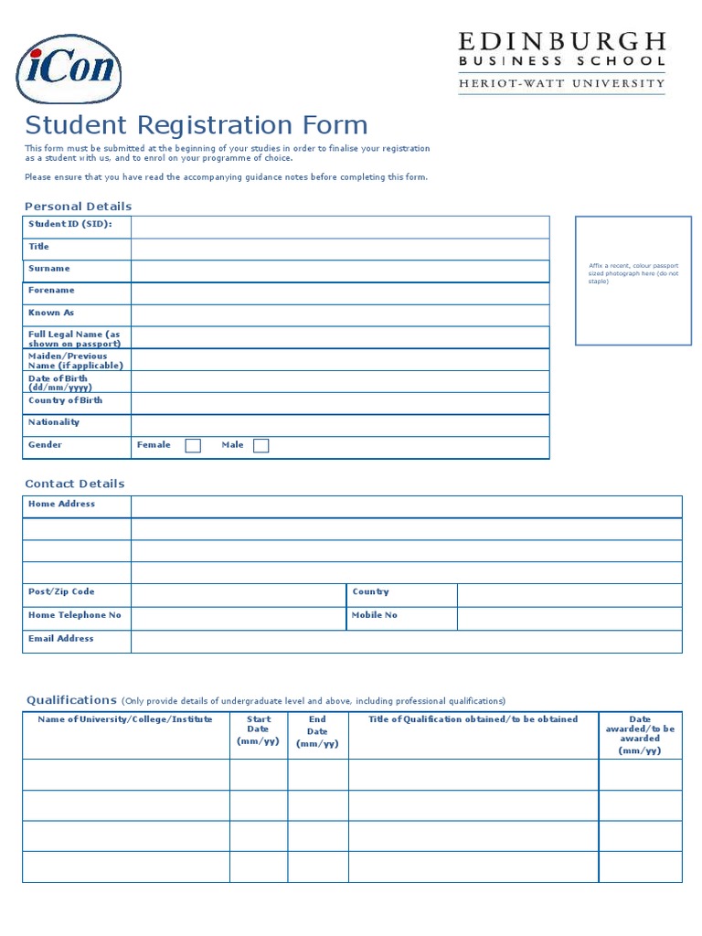 An Insightful Enrollment: Student Registration Form Provides Details ...