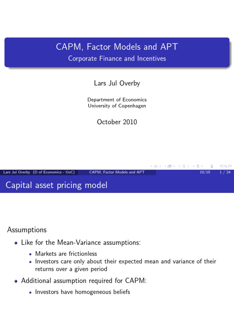 Capm, Factor Models and Apt Printout | Download Free PDF | Capital ...