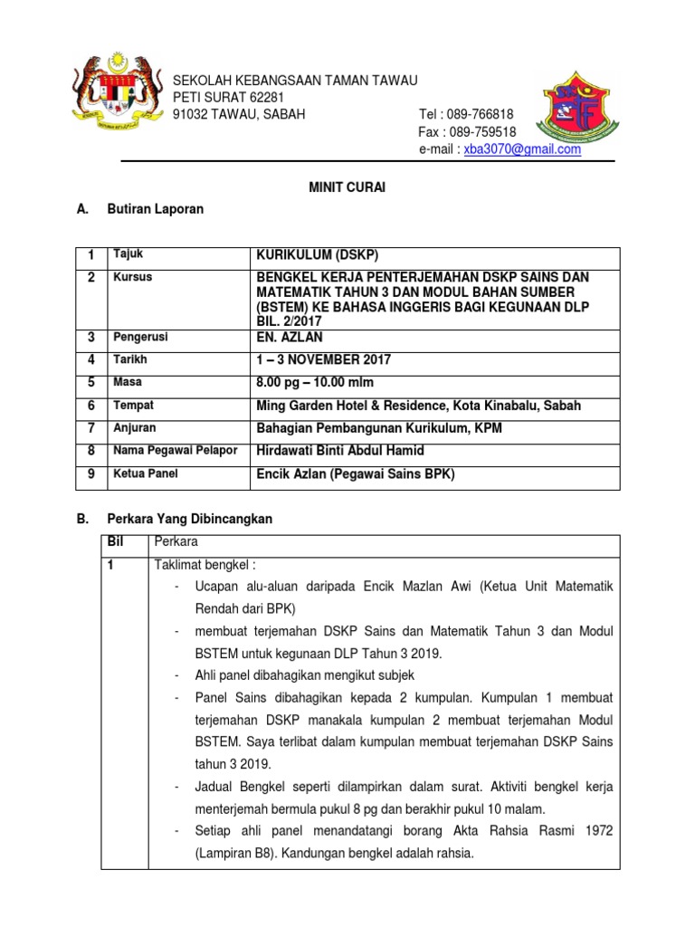 Minit Curai Bengkel DSKP | PDF