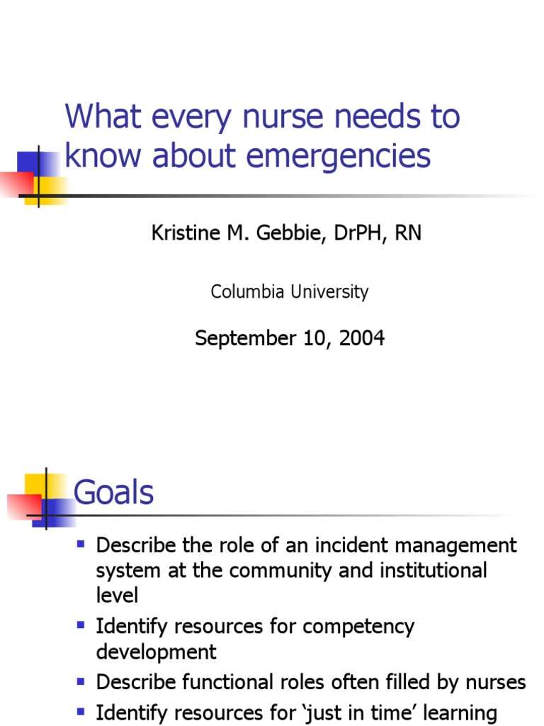 What Every Nurse Needs To Know About Emergencies: Kristine M. Gebbie ...