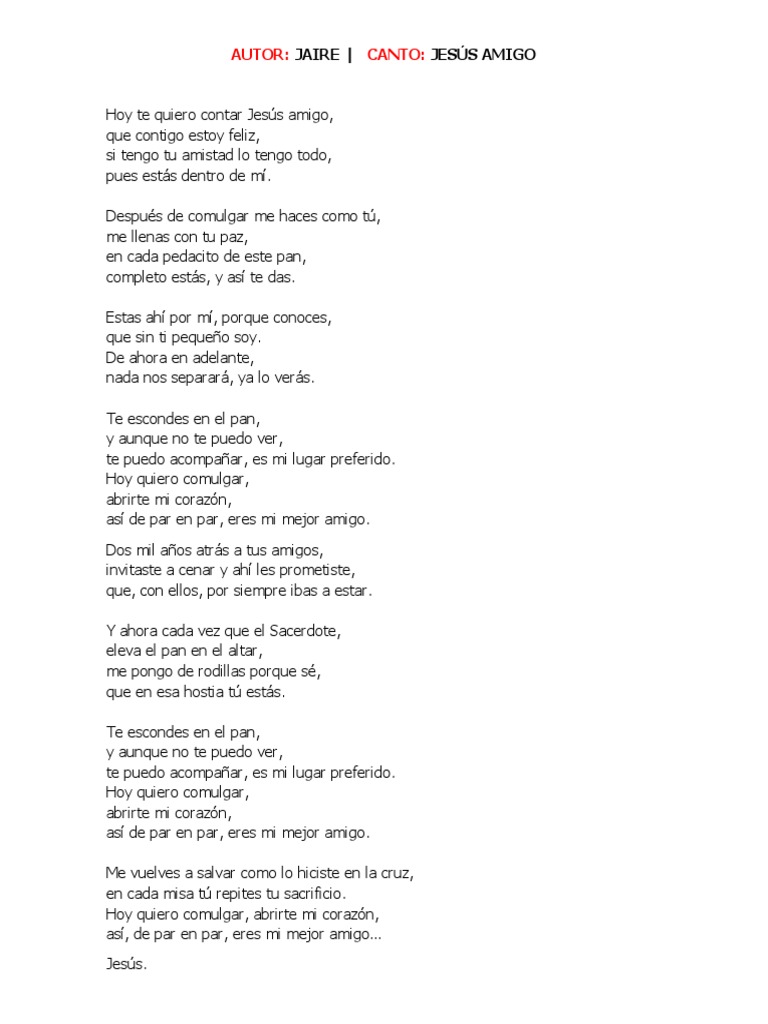 Jaire - Jesus Amigo (Letra) | PDF