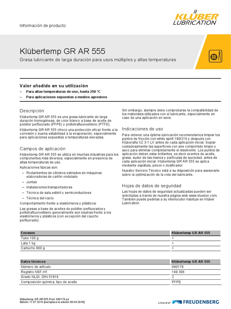 Klübertemp GR AR 555 | Lubricante | Petróleo | Prueba gratuita de 30 ...