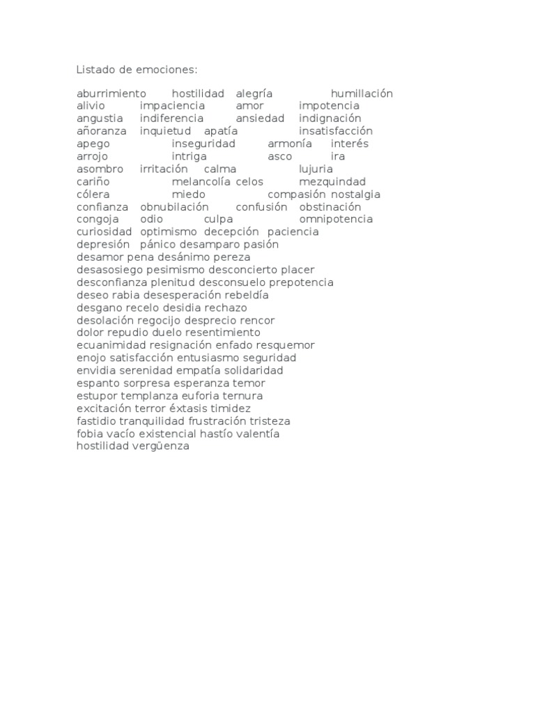 Listado de Emociones | PDF