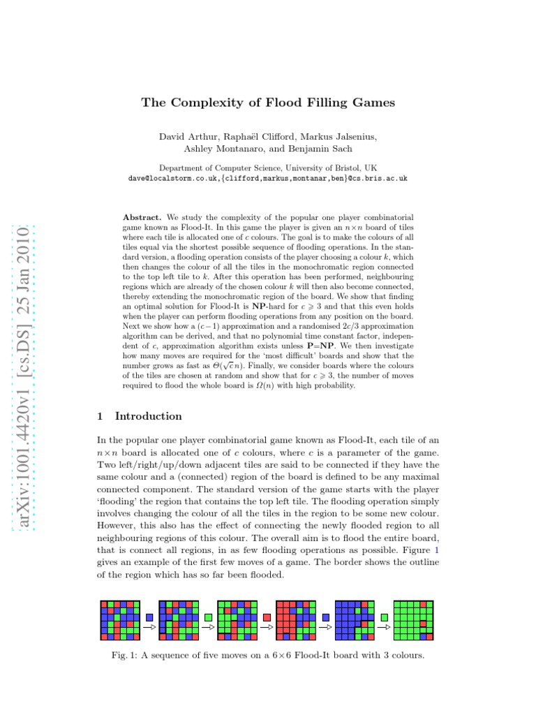 Complexity of Flood-It Game Analysis | PDF | Time Complexity ...
