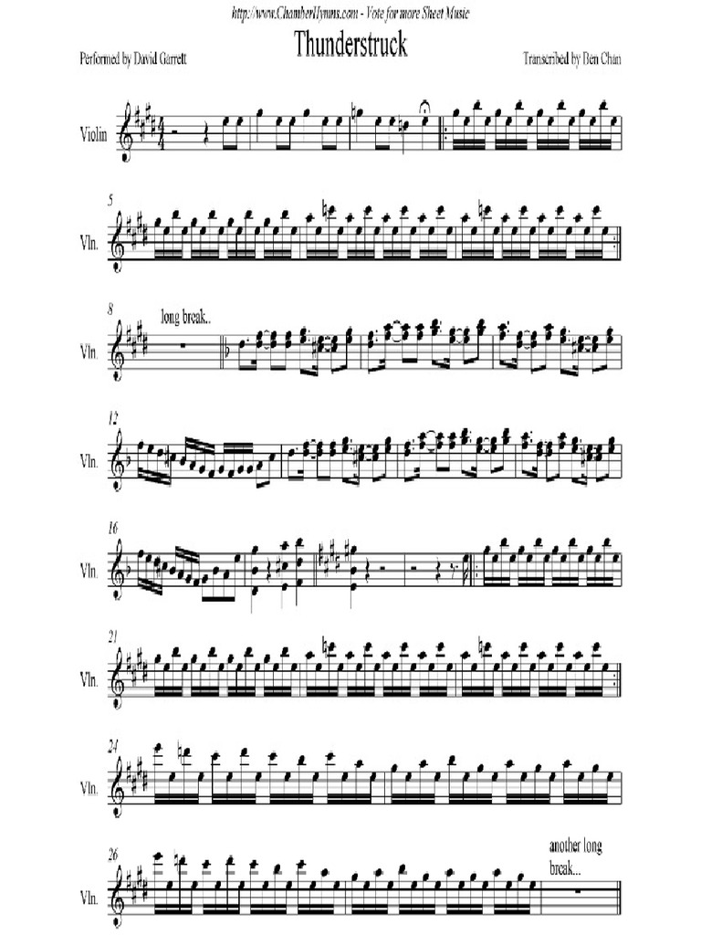 ACDC David Garrett Thunderstruck VIOLIN PDF | PDF