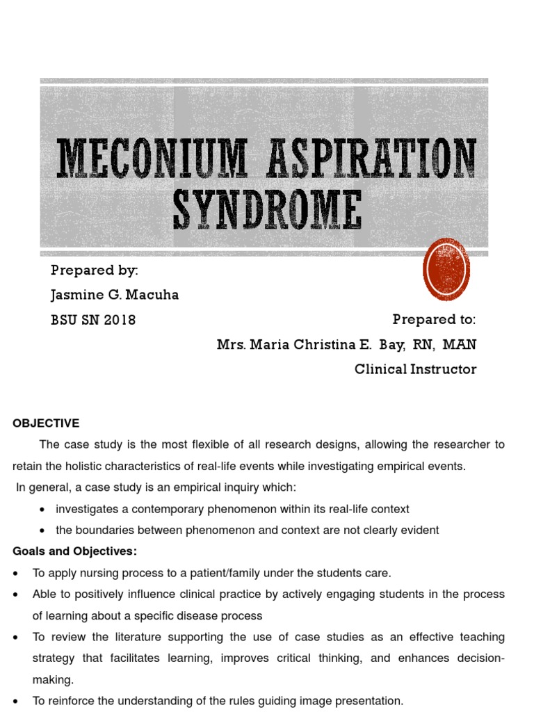 Meconium Aspiration Syndrome Case Presentation | PDF | Respiratory ...