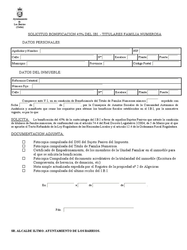 Solicitud de Bonificación de IBI | PDF | Derecho