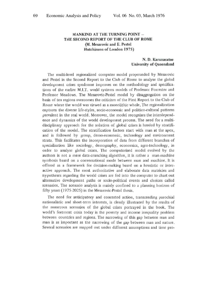 Mankind at The Turning Point | PDF