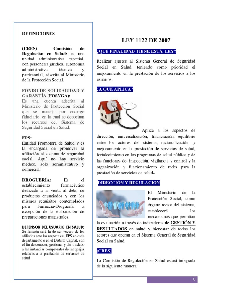 Ley 1122 Del 2007 | PDF | Economias | Cuidado de salud del gobierno