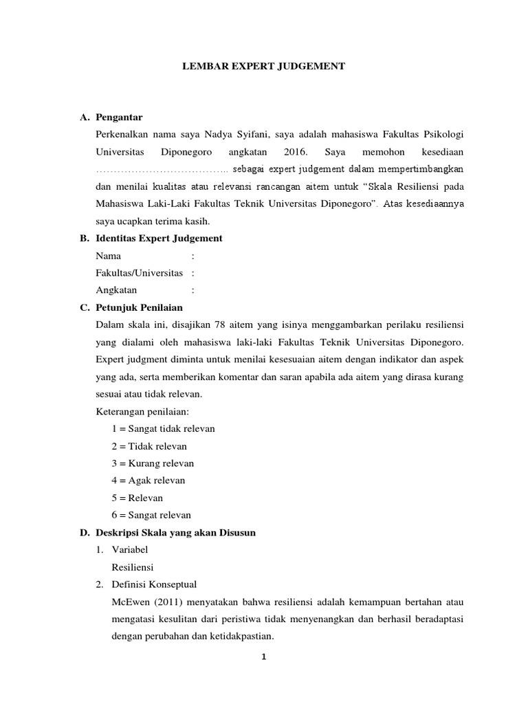 Lembar Expert Judgement Nadya | PDF Lembar Expert Judgement Nadya | PDF