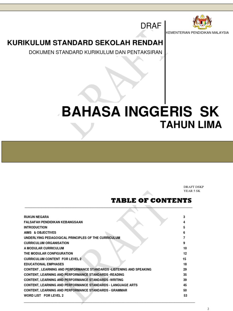 DSKP Bi SK-Tahun-5 | PDF | Curriculum | Educational Technology
