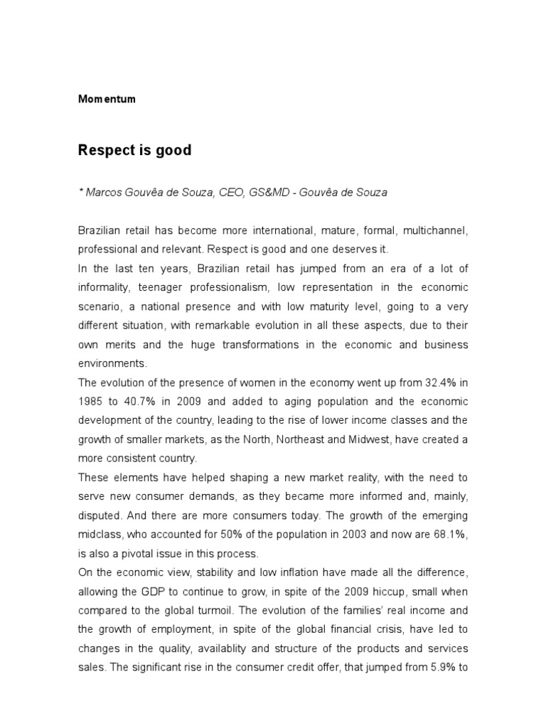 Respect Is Good | PDF | Retail | Market (Economics)