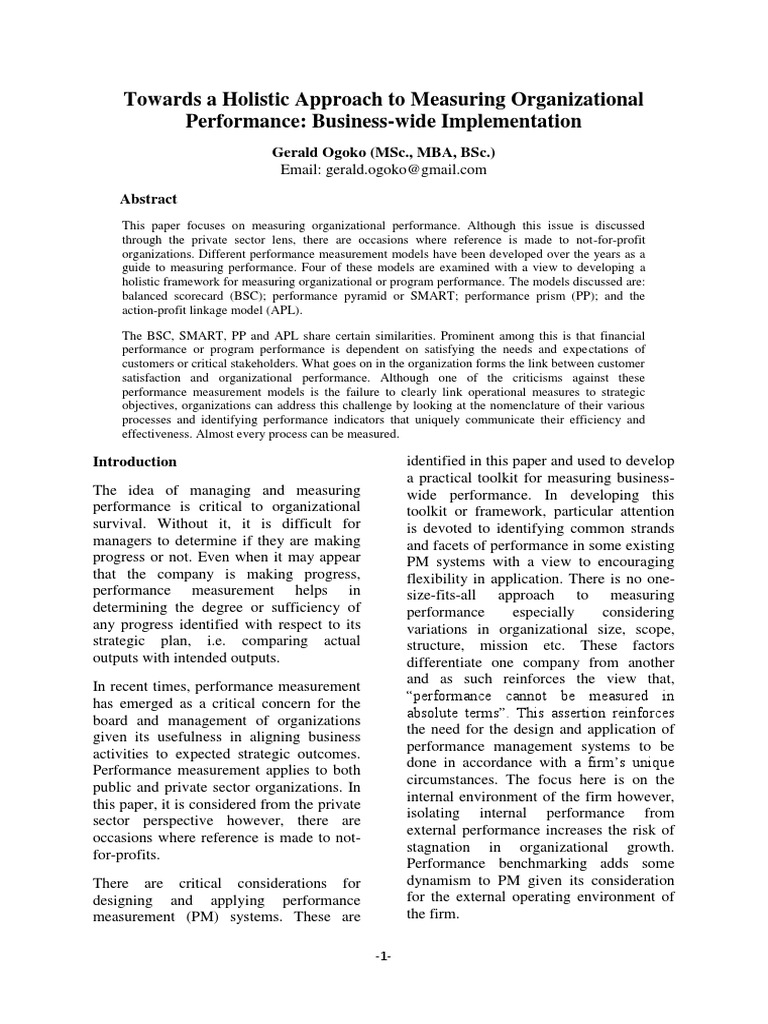 Measuring Organizational Performance | PDF | Strategic Management ...