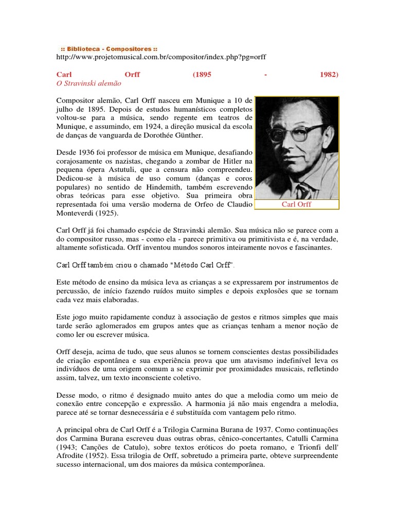 Orff Carl | PDF | Tumultos | Entretenimento (geral)