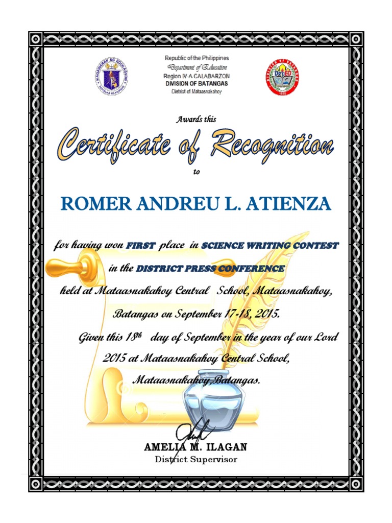 Certificate of Recognition PRESSCON | PDF