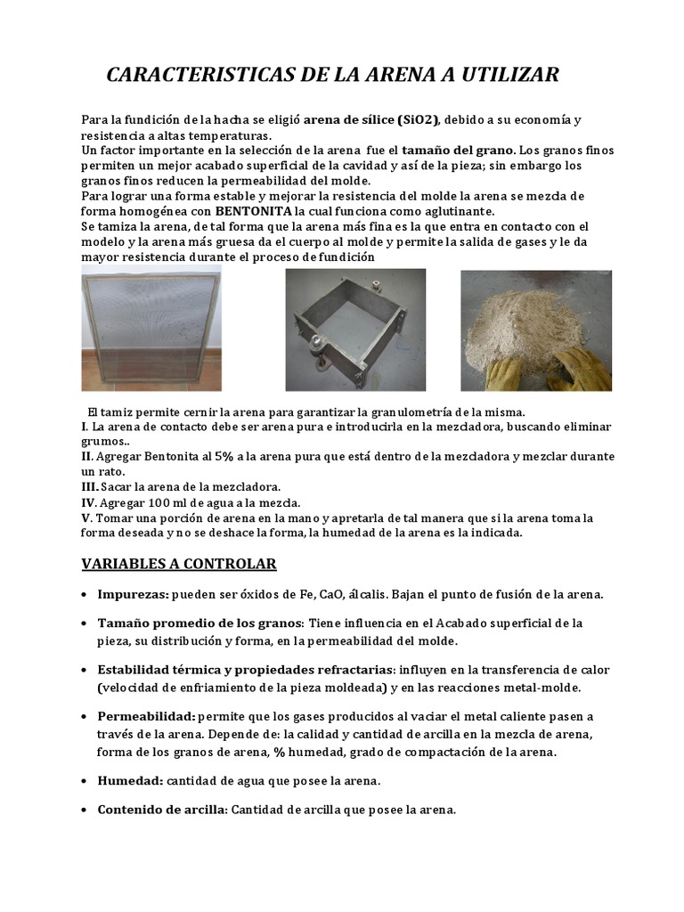 Propiedades y características de la arena | PDF | Arcilla | Fundición ...