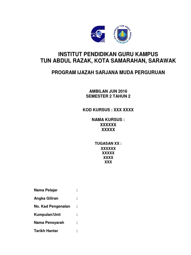 Format Penulisan Kerja Kursus IPGKTAR | PDF