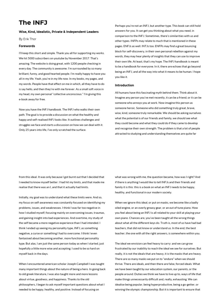 The INFJ Handbook | PDF | Psychological Concepts | Epistemology
