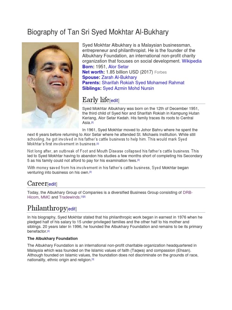Biography of Tan Sri Syed Mokhtar Al | PDF | Malaysia | Religion And Belief