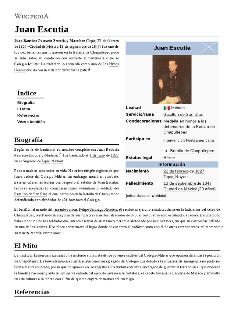 Juan Escutia | PDF | Operaciones militares | Guerra