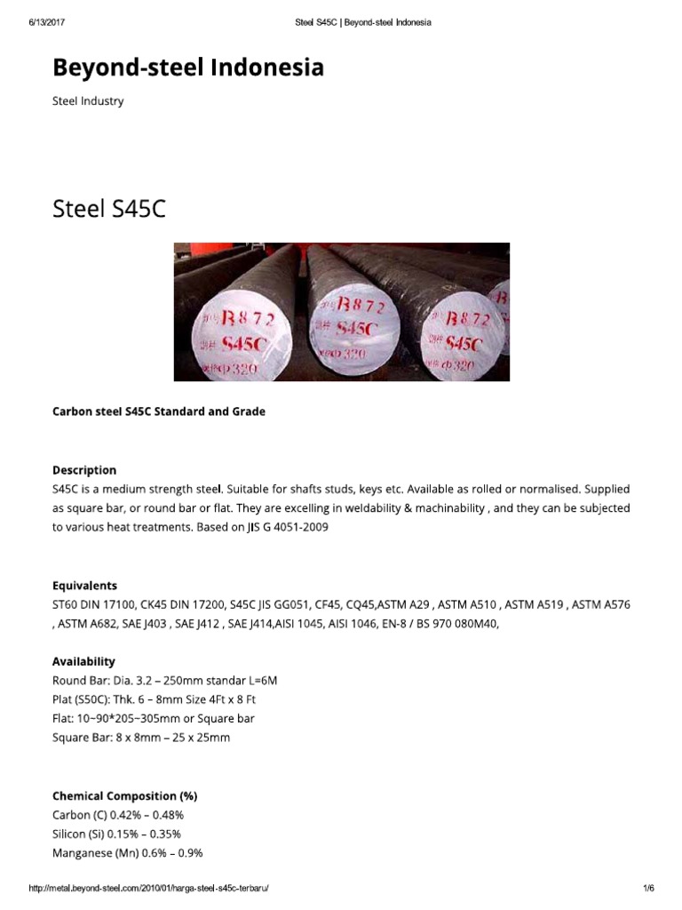 Steel S45C - Beyond-Steel Indonesia | PDF