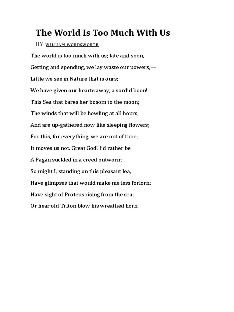 The World Is Too Much With Us | PDF