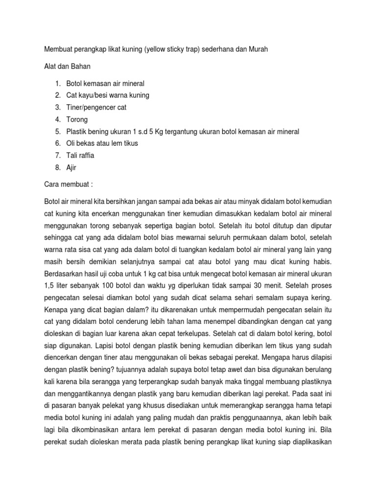Membuat Perangkap Likat Kuning | PDF
