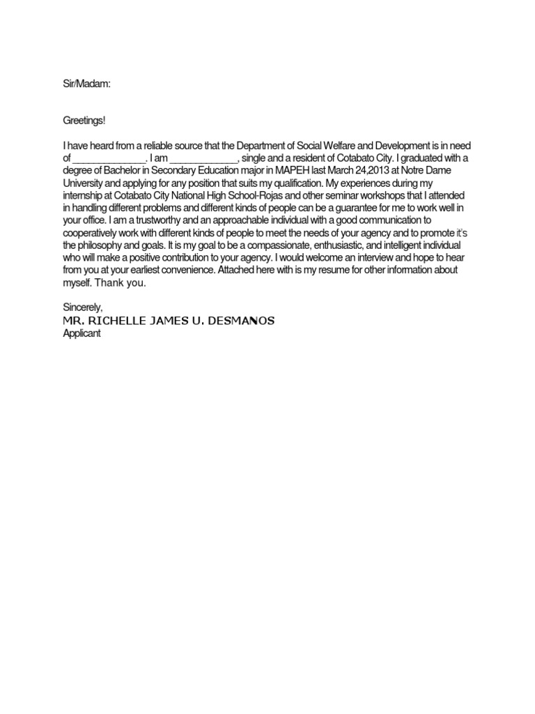 App Letter Sample | PDF