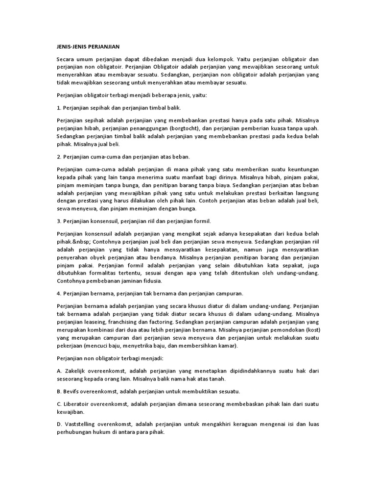 Jenis-Jenis Perjanjian | PDF