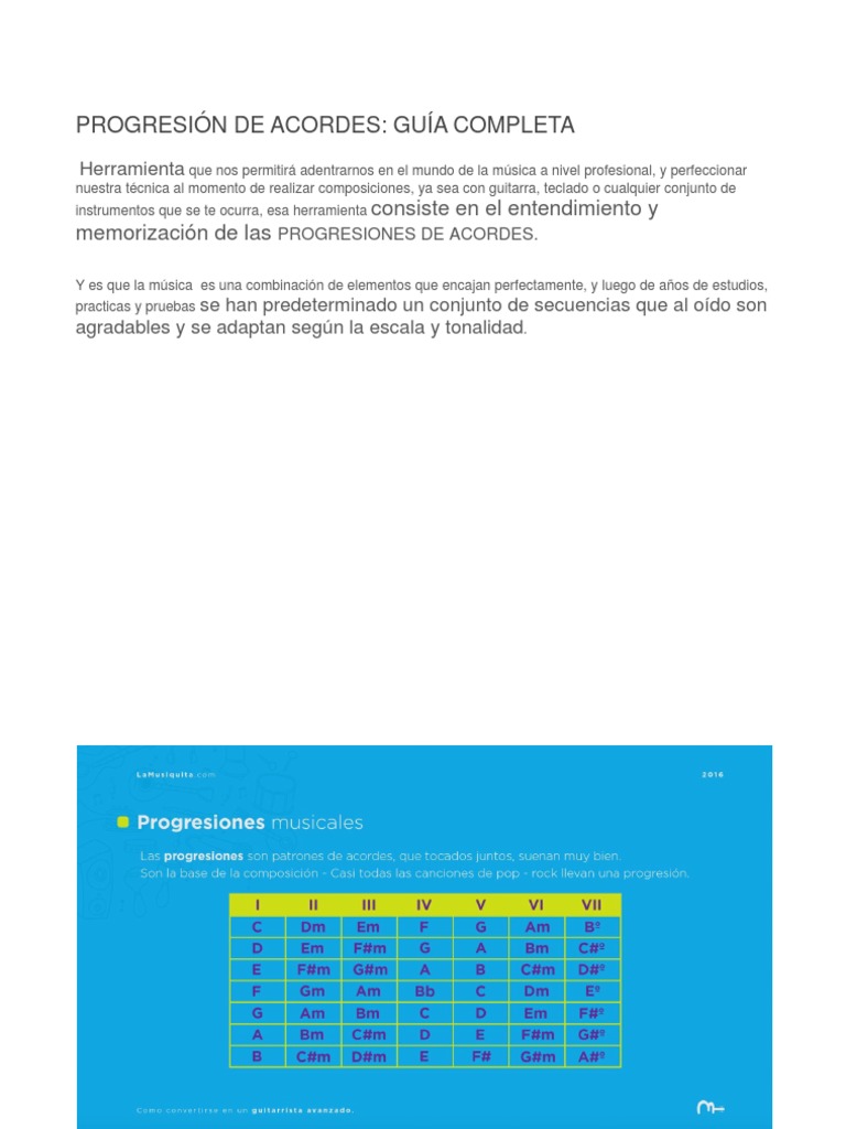 Guia para PROGRESIÓN DE ACORDES | Descargar gratis PDF | Acorde (Música ...