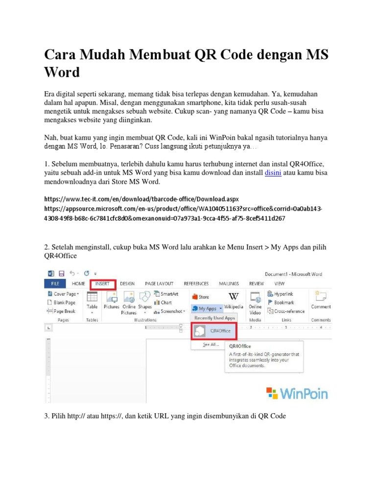 Cara Mudah Membuat QR Code Dengan MS Word | PDF | Komputer