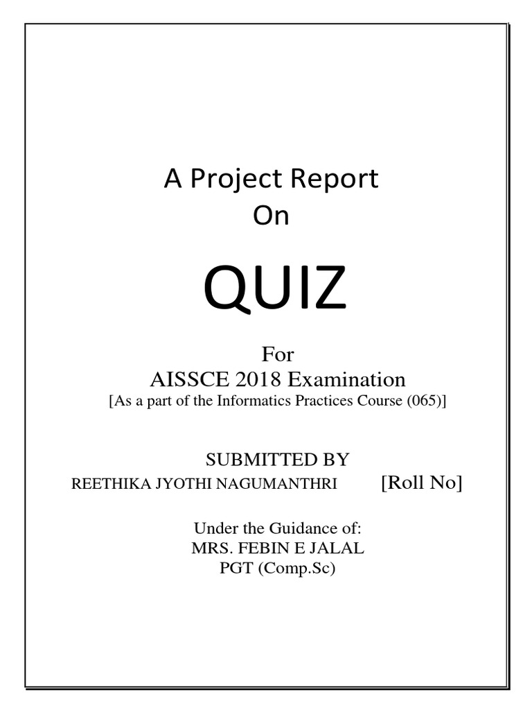 Project Report Quiz | PDF | My Sql | Databases