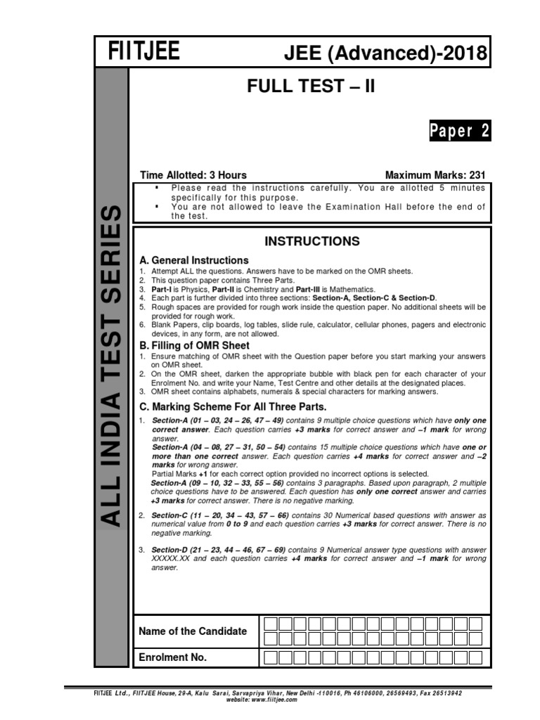 Aits 1718 FT II Jee Advanced Paper 2 | PDF | Phosphorus | Oxygen