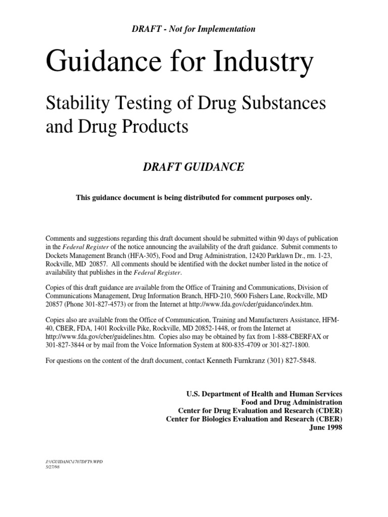 Guidance For Industry Stability Testing of Drug Substances and Drug ...