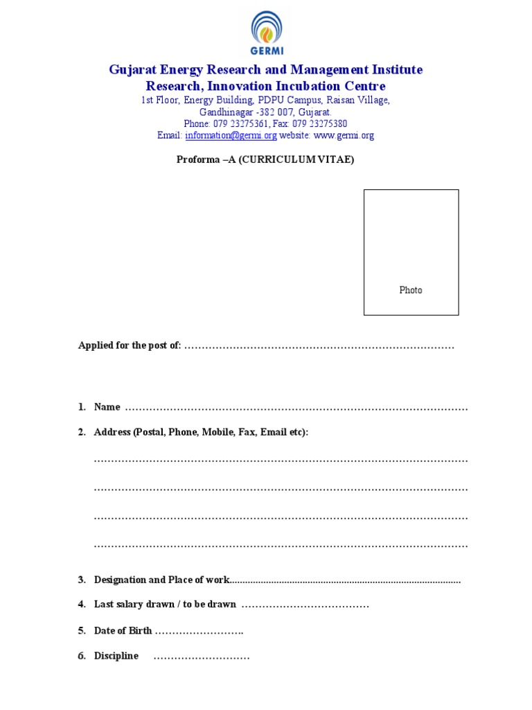 Proforma A CV | PDF | Academic Degree | Academia