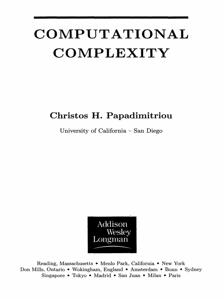 Computational Complexity Christos Papadimitriou Pdf Pdf
