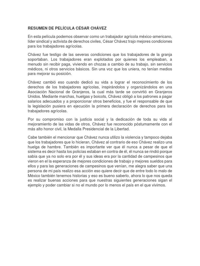 Hoja De Trabajo De Cesar Chavez Pdf
