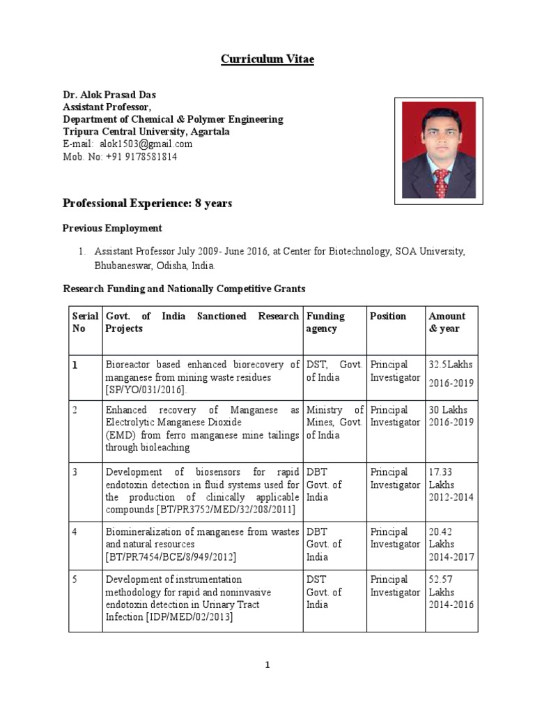 CV - Dr. Alok | PDF | Chromium | Biotechnology
