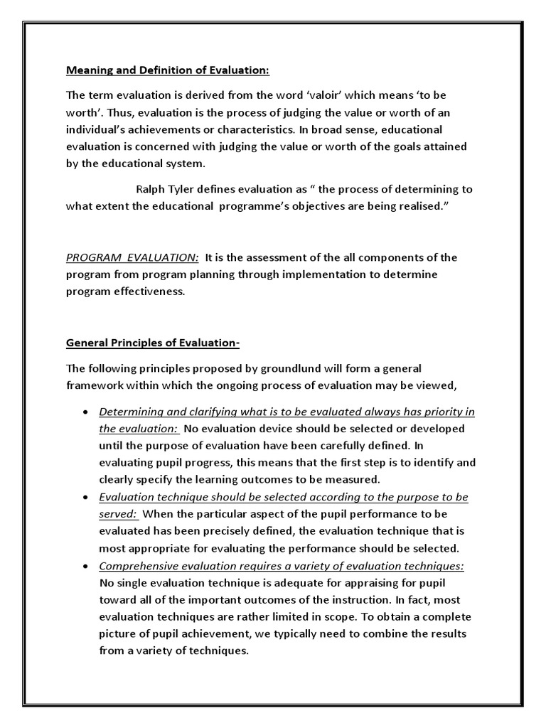 Evaluation Handout | Download Free PDF | Evaluation | Educational Assessment