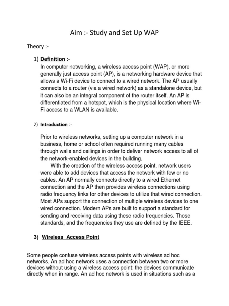 Aim:-Study and Set Up WAP: Theory: - 1) Definition | PDF | Wireless ...