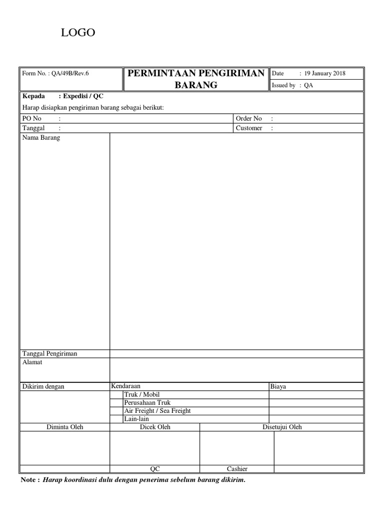 Form Pengiriman | PDF