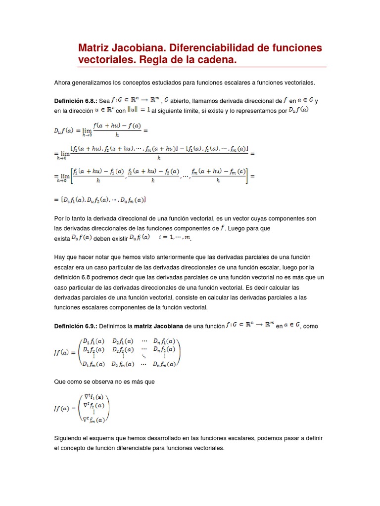 Matriz Jacobiana | PDF | Derivado | Vector Euclidiano